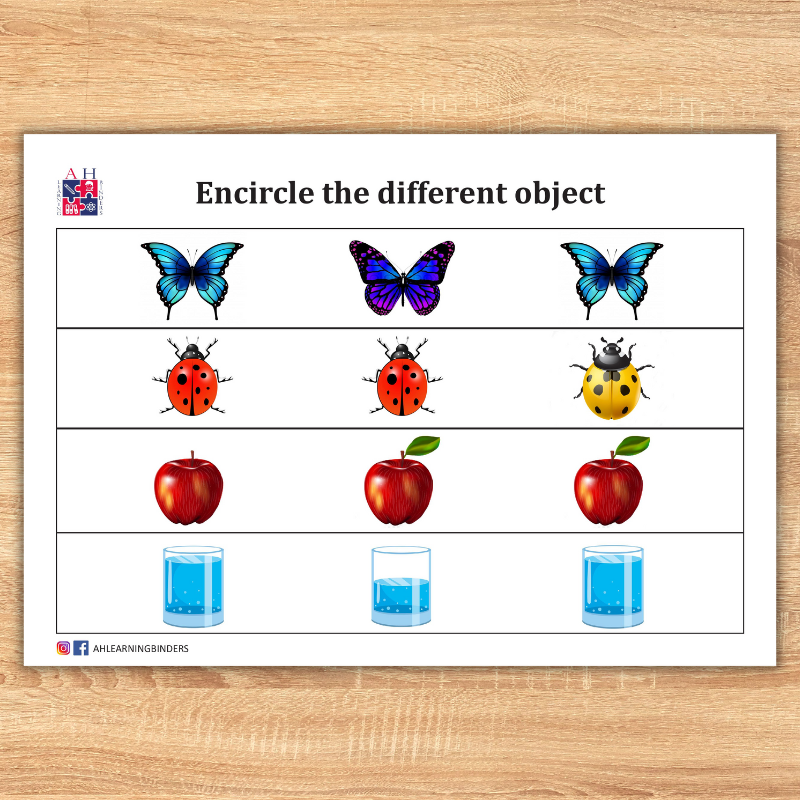Encircle the different object - AH Learning Binders
