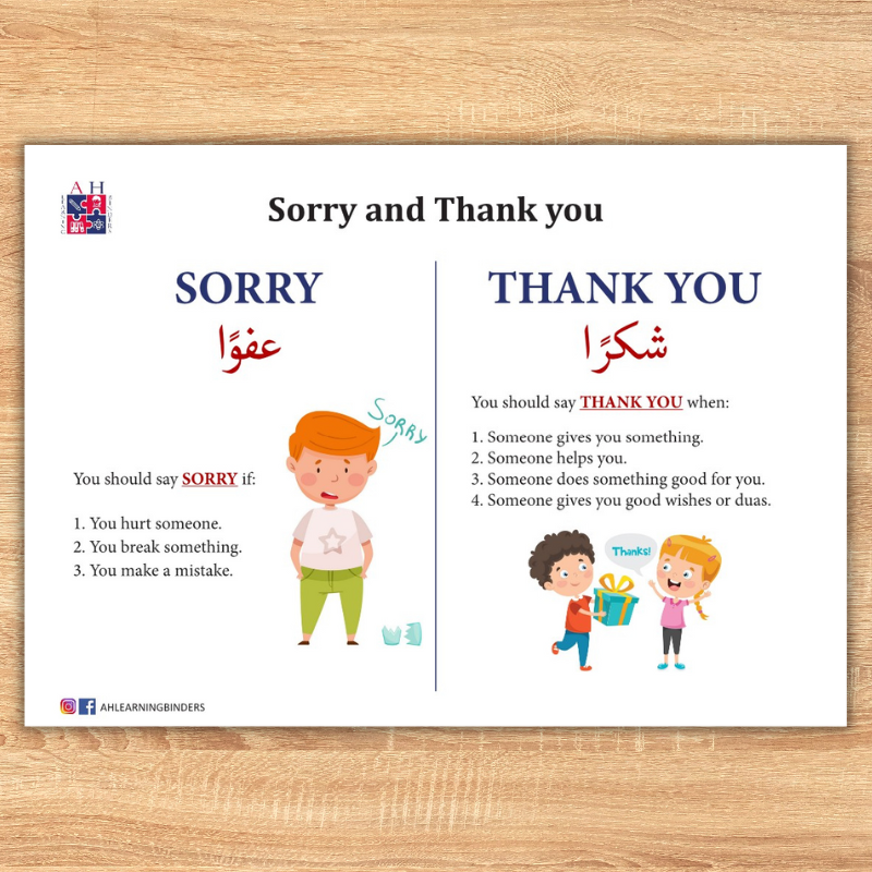 Sorry & Thank you - AH Learning Binders